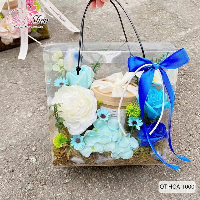 Hộp Mica hoa sáp thơm và nến quà tặng ngọt ngào