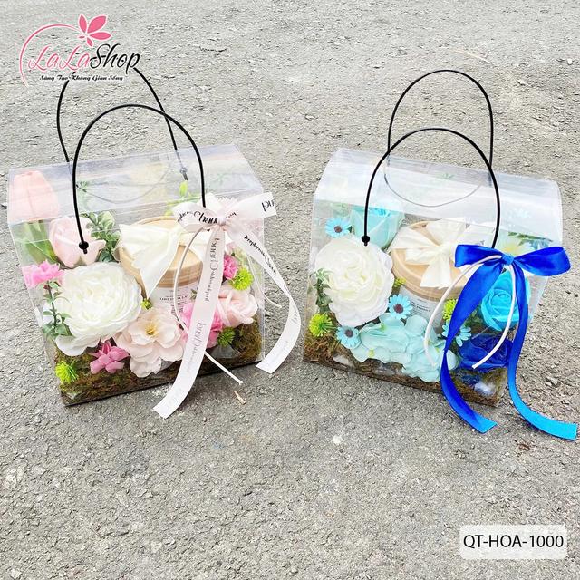 Hộp Mica hoa sáp thơm và nến quà tặng ngọt ngào